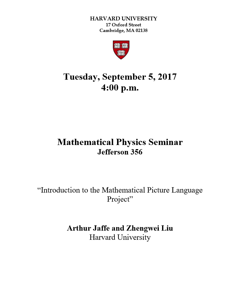 Seminar, Arthur Jaffe and Zhengwei Liu (Harvard), An Introduction to ...